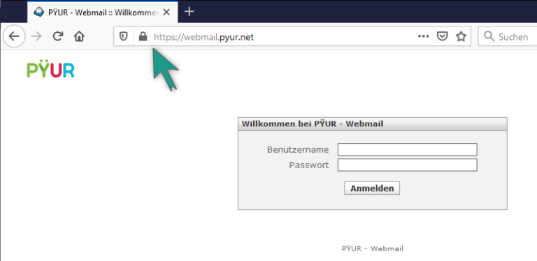 Pÿur Webmail & E-Mail Login ? Primamail · Posteingang pyur.net